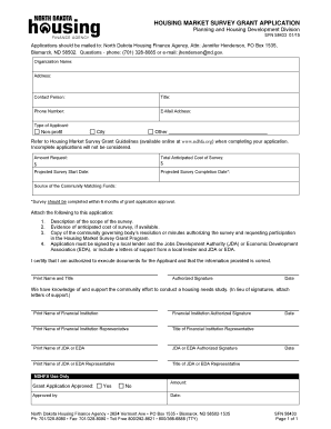 Fillable Online ndhfa Housing market survey grant application - North ...