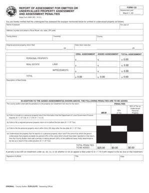 Fillable Online laportecounty REPORT OF ASSESSMENT FOR OMITTED OR FORM ...