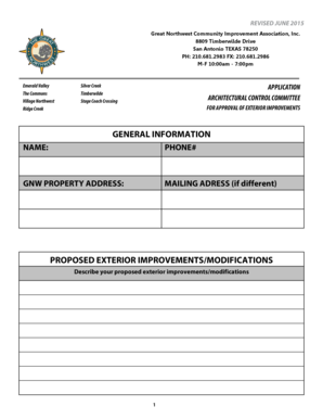Fillable Online greatnorthwest To download the Architectural Control ...