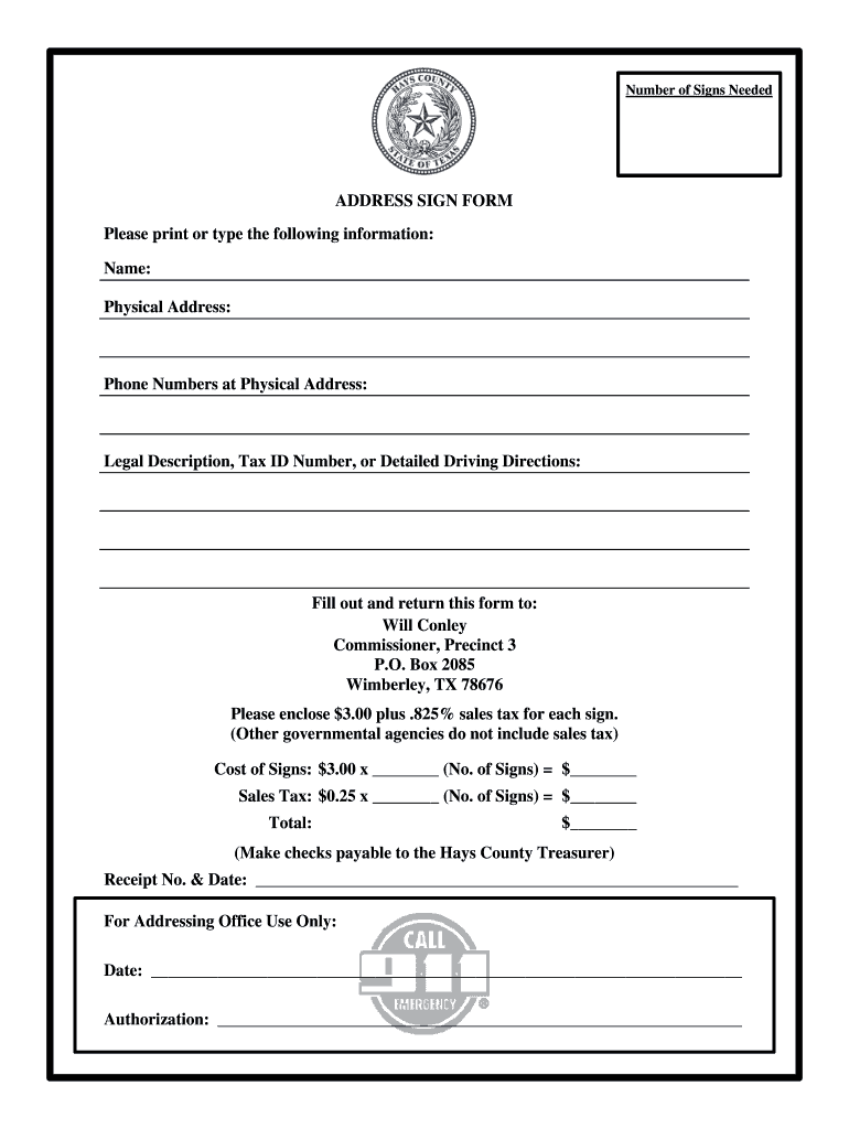 Fillable Online ADDRESS SIGN FORM Fax Email Print - pdfFiller