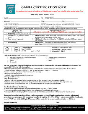 Fillable Online ohiohighered GI-BILL CERTIFICATION FORM ...