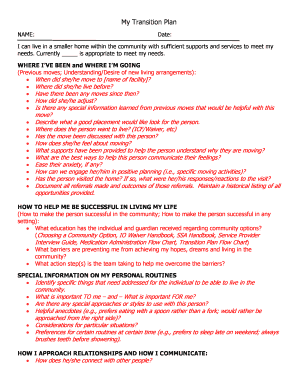 Fillable Online dodd ohio My Transition Plan - Home DODD - dodd ohio ...