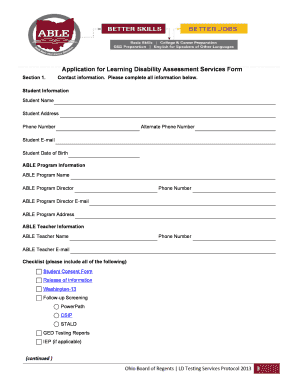 Fillable Online ohiohighered OHIO ABLE DIAGNOSTIC SERVICES PROTOCOL 5 ...