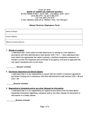 Fillable Online School Director Disclosure Form - Ohio Fax Email Print ...