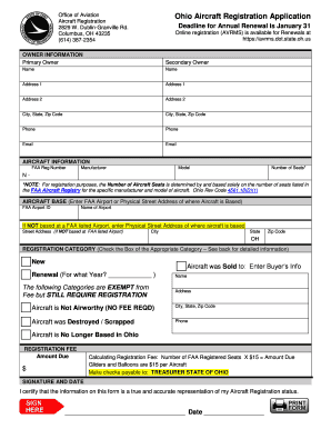 Fillable Online dot state oh Office of Aviation Ohio Aircraft ...