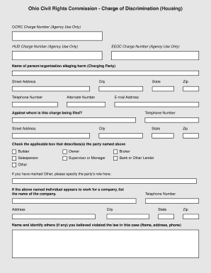 Fillable Online crc ohio Ohio Civil Rights Commission - Charge of ...
