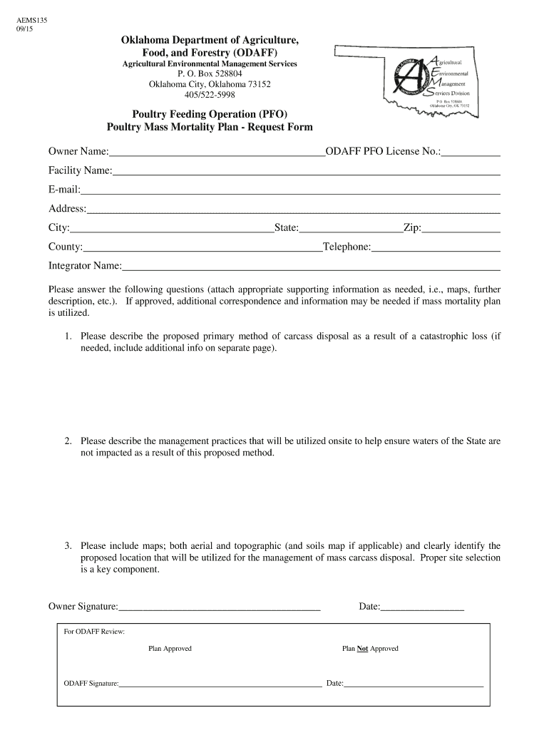 Fillable Online Oklahoma Department of Agriculture Food and Forestry ...