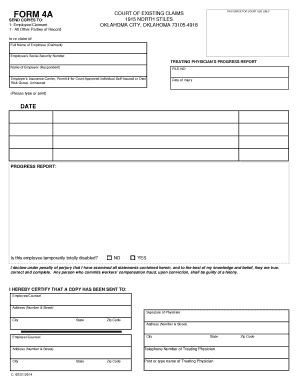 Fillable Online FORM 4A COURT OF EXISTING CLAIMS THIS SPACE FOR COURT ...