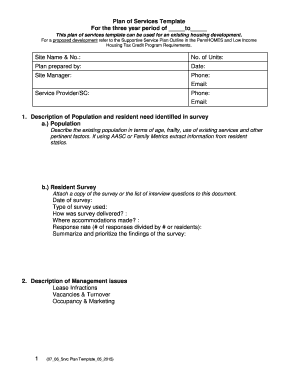 Fillable Online Plan of Services Template Fax Email Print - pdfFiller
