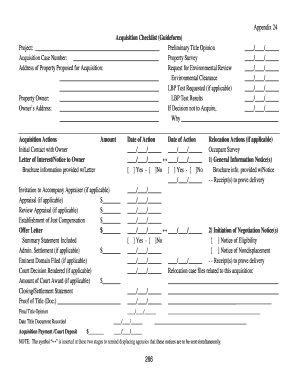 Fillable Online phfa Appendix 24 Acquisition Checklist Guideform ...