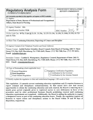Fillable Online irrc state pa C u 3oi 2 Agency Number - IRRC - irrc ...