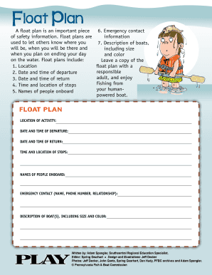 Fillable Online fish state pa A float plan is an important piece - fish ...