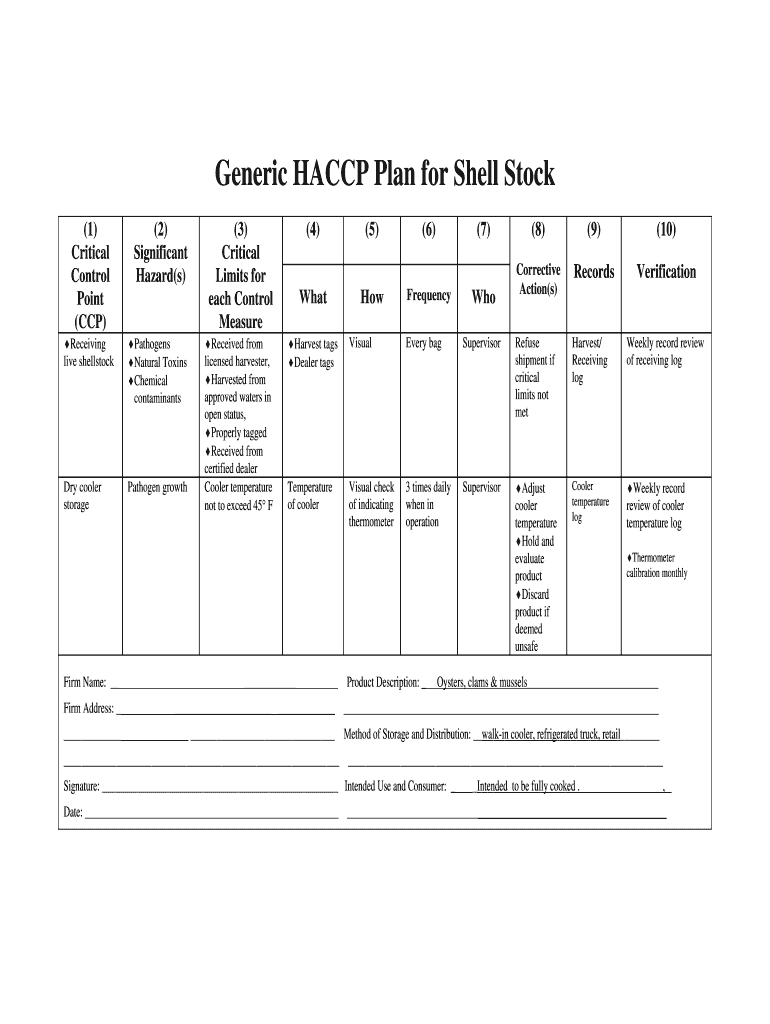 Haccp Plan Stock Fill Online Printable Fillable Blank PdfFiller Haccp Plan Stock Fill Online Printable Fillable Blank PdfFiller