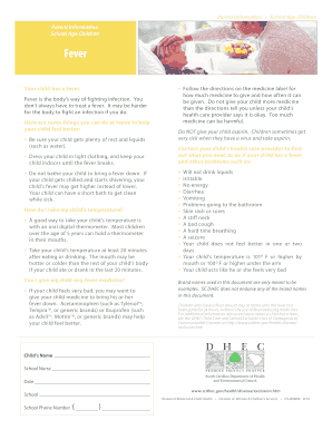 Fillable Online scdhec Fever - SC DHEC Fax Email Print - pdfFiller
