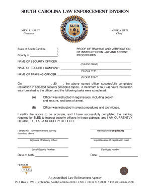 Fillable Online sled sc SOUTH CAROLINA LAW ENFORCEMENT DIVISION ...