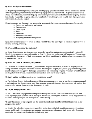 Fillable Online Q: What Are Special Assessments Fax Email Print - pdfFiller