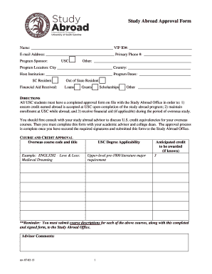 Fillable Online artsandsciences sc Study Abroad Approval Form ...