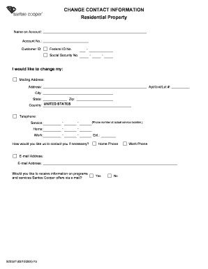 Fillable Online CHANGE CONTACT INFORMATION Residential Property Fax ...