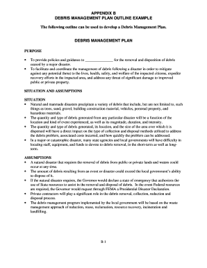 Fillable Online dps sd APPENDIX B DEBRIS MANAGEMENT PLAN OUTLINE ...