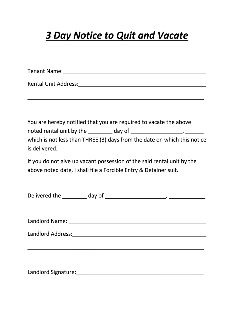 3 Day Notice To Quit And Vacate Comal County Texas Co Comal Tx 2020 