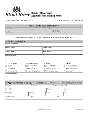 Fillable Online Building Department Application for Blasting Permit Fax ...