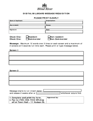 Fillable Online DIGITAL BILLBOARD MESSAGE REQUISITION PLEASE PRINT ...