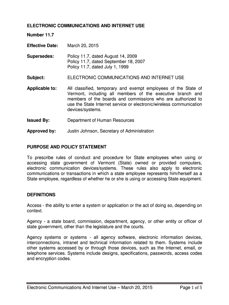 Fillable Online humanresources vermont 1 DCF COMPUTER USERS AGREEMENT ...