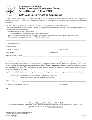 Fillable Online dcjs virginia Instructor ReCertification Application ...