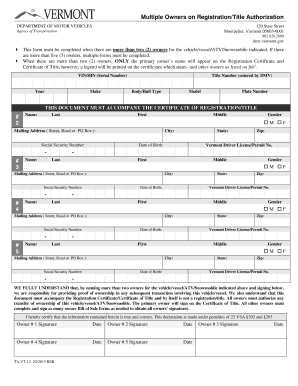 Fillable Online dmv vermont ONLY Certificate of Title however a legend ...