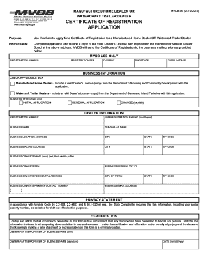 Fillable Online dmv virginia CERTIFICATE OF REGISTRATION APPLICATION ...