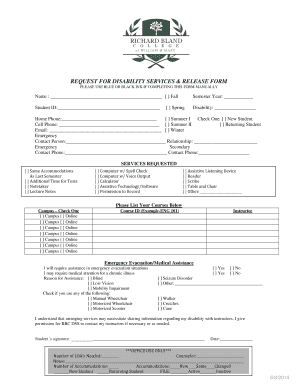 Fillable Online rbc REQUEST FOR DISABILITY SERVICES RELEASE FORM Fax ...