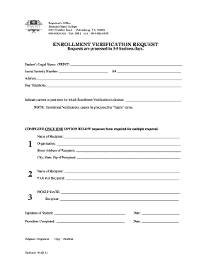 Fillable Online rbc ENROLLMENT VERIFICATION REQUEST Requests are ...