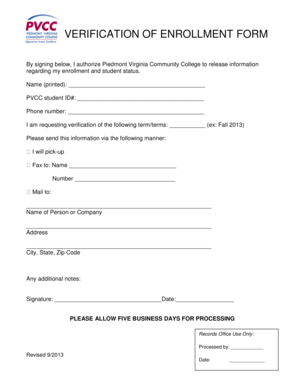 Enrollment Verification Sample | pdfFiller