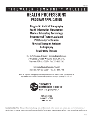 Fillable Online tcc PROGRAM APPLICATION - Tidewater Community College ...