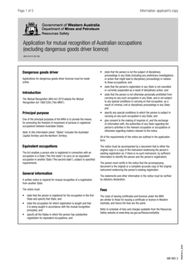 Fillable Online dmp wa gov Application for mutual recognition of ...