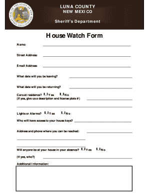 Fillable Online lunacountynm House Watch form - Luna County Fax Email ...