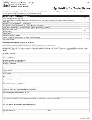 Fillable Online transport wa gov Application for Trade Plates E96 ...
