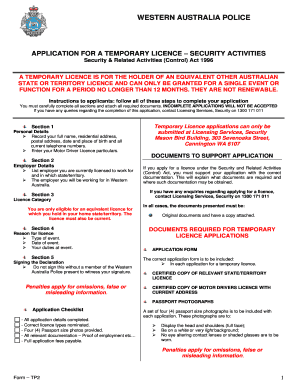 Fillable Online Application for Temporary Licence Form v3 Application ...