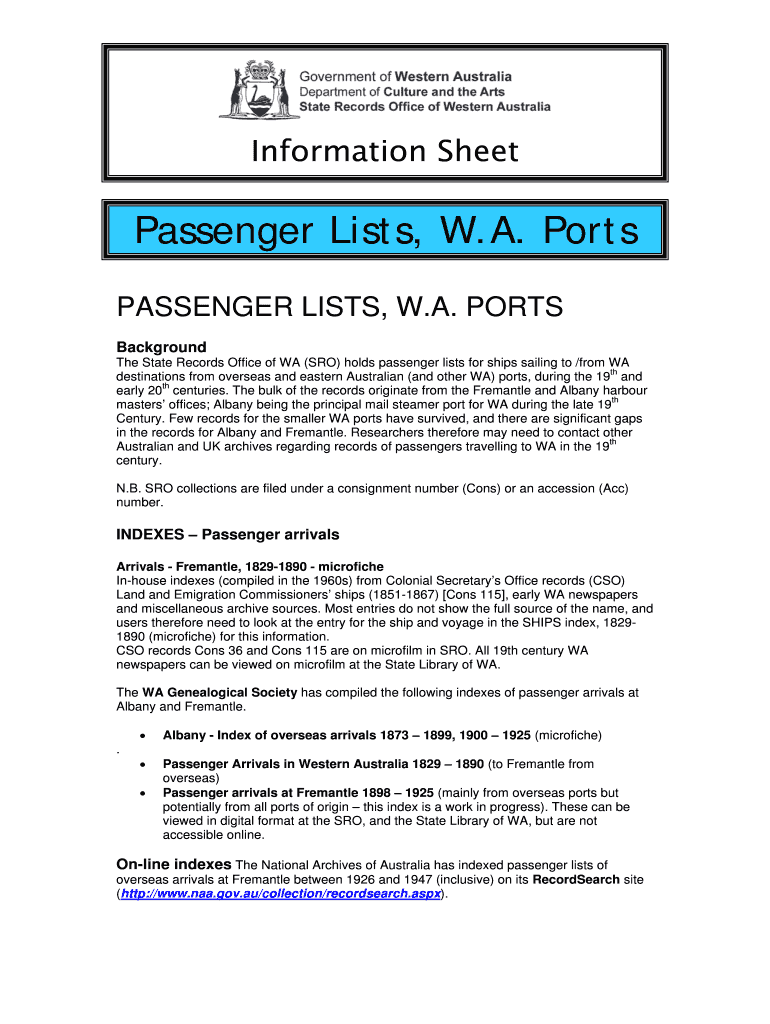 Fillable Online Passenger Lists, W Fax Email Print - pdfFiller