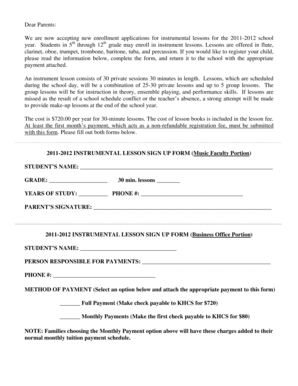 Fillable Online khcs Music Lesson sign up sheet 2011 - khcs Fax Email ...