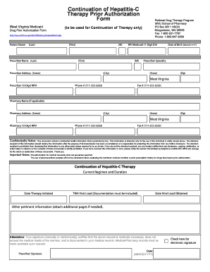 Fillable Online dhhr wv Continuation of Hepatitis-C Therapy Prior ...