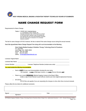 Fillable Online wvborc NAME CHANGE REQUEST FORM - WVBORC - wvborc Fax Email Print - pdfFiller
