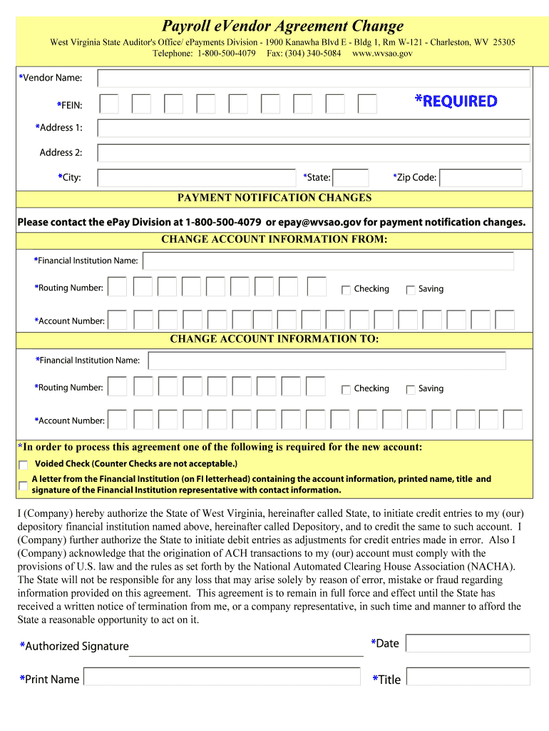 Fillable Online wvsao PAYMENT NOTIFICATION CHANGES Fax Email Print ...