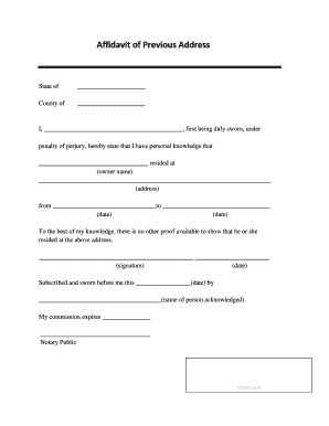 Fillable Online Affidavit of Previous Address - WVSTO Fax Email Print ...