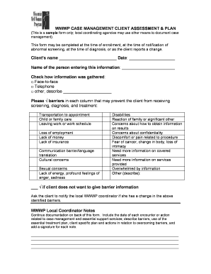 Fillable Online dhs wisconsin WWWP CASE MANAGEMENT CLIENT ASSESSMENT ...