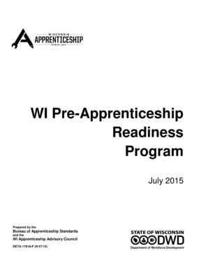 Fillable Online dwd wisconsin WI Pre-Apprenticeship Readiness Program ...
