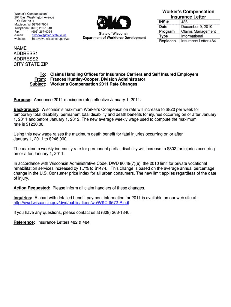 Fillable Online dwd wisconsin Insurance Letter Fax Email Print - pdfFiller