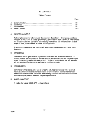 Fillable Online III CONTRACT Table of Contents A GENERAL CONTENT Fax ...