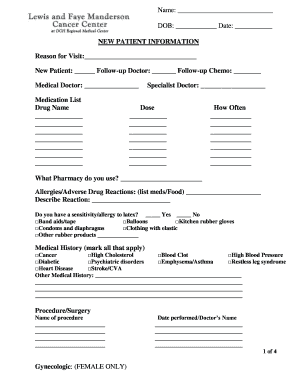 Fillable Online NEW PATIENT INFORMATION New Patient Follow-up Doctor Fax Email Print - pdfFiller