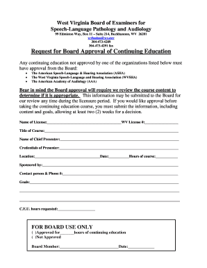 Fillable Online Request for Board Approval of Continuing Education Fax ...